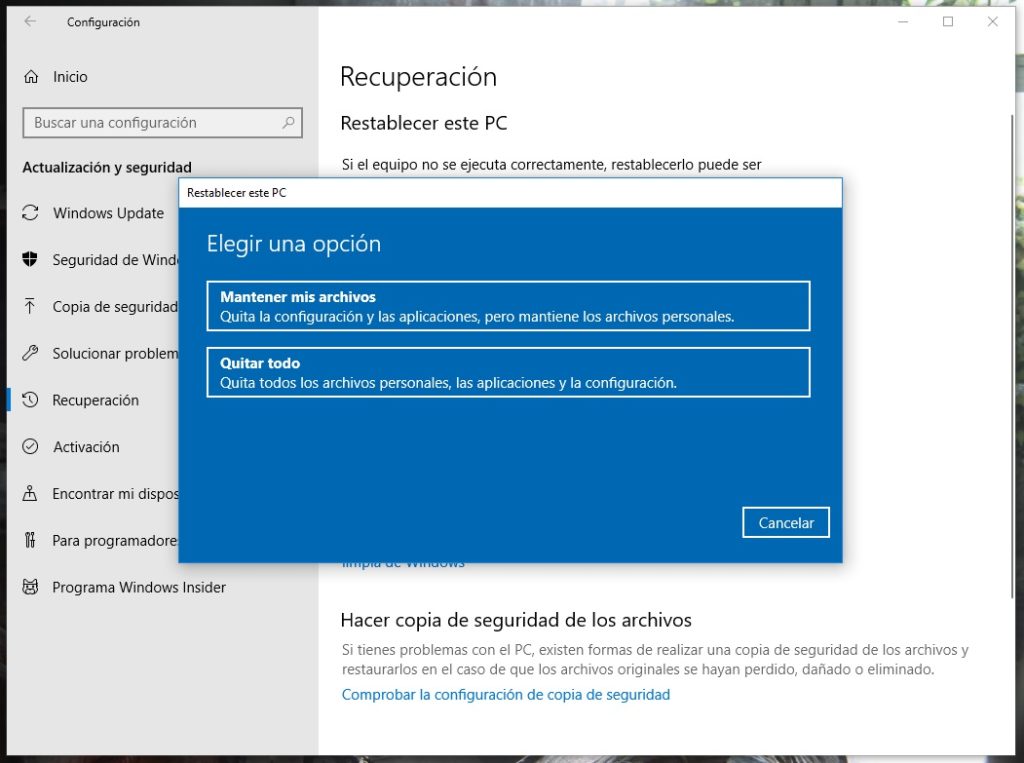 Cómo restablecer tu PC sin perder datos - Softonic