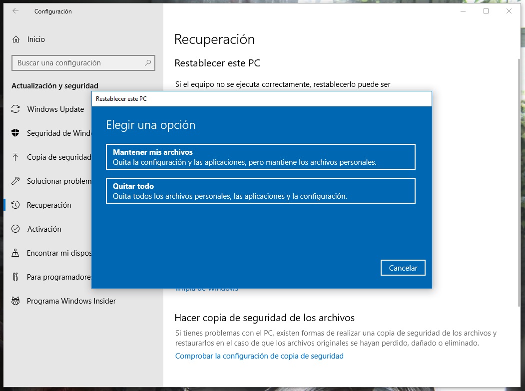 Cómo restablecer tu PC sin perder datos - Softonic