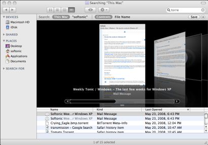 Mac Tip: combine Cover Flow and Spotlight - Softonic
