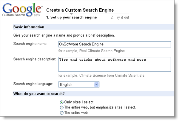 Create a custom search engine powered by Google - Softonic