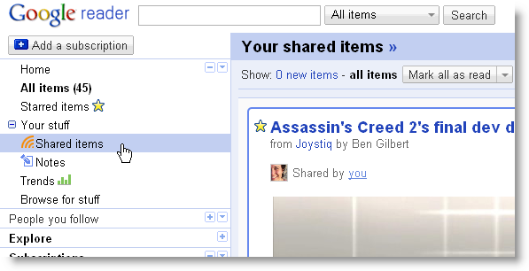 Sharing Items In Google Reader Softonic