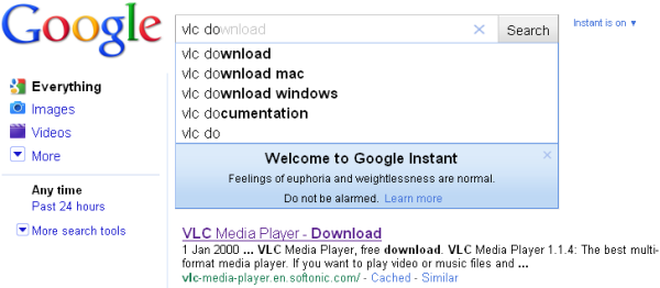 Google launches Instant search, saves you time - Softonic