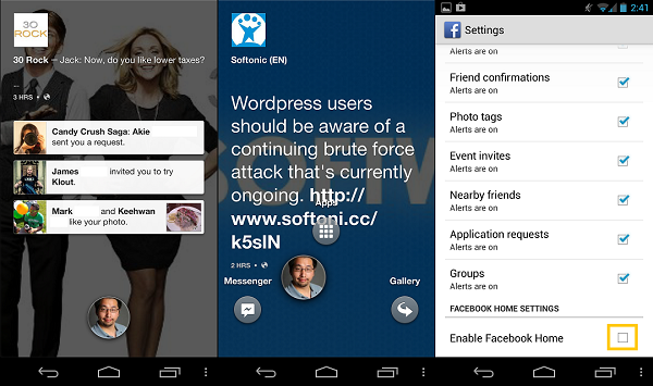 Facebook Home gets an app tray - Softonic