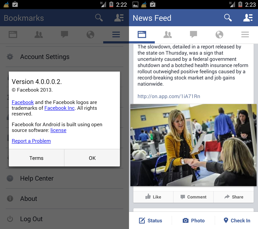 Facebook for Android test build reveals flat redesign - Softonic