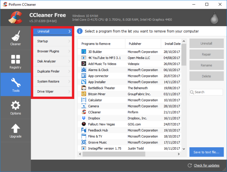 The best settings for CCleaner