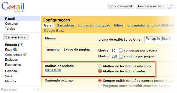 Teclas de atalho para detonar no Gmail - Softonic