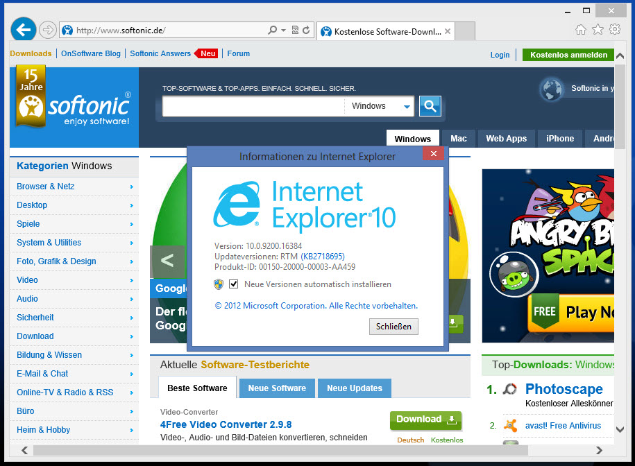 Internet Explorer 10 für Windows 7 ist da - Softonic