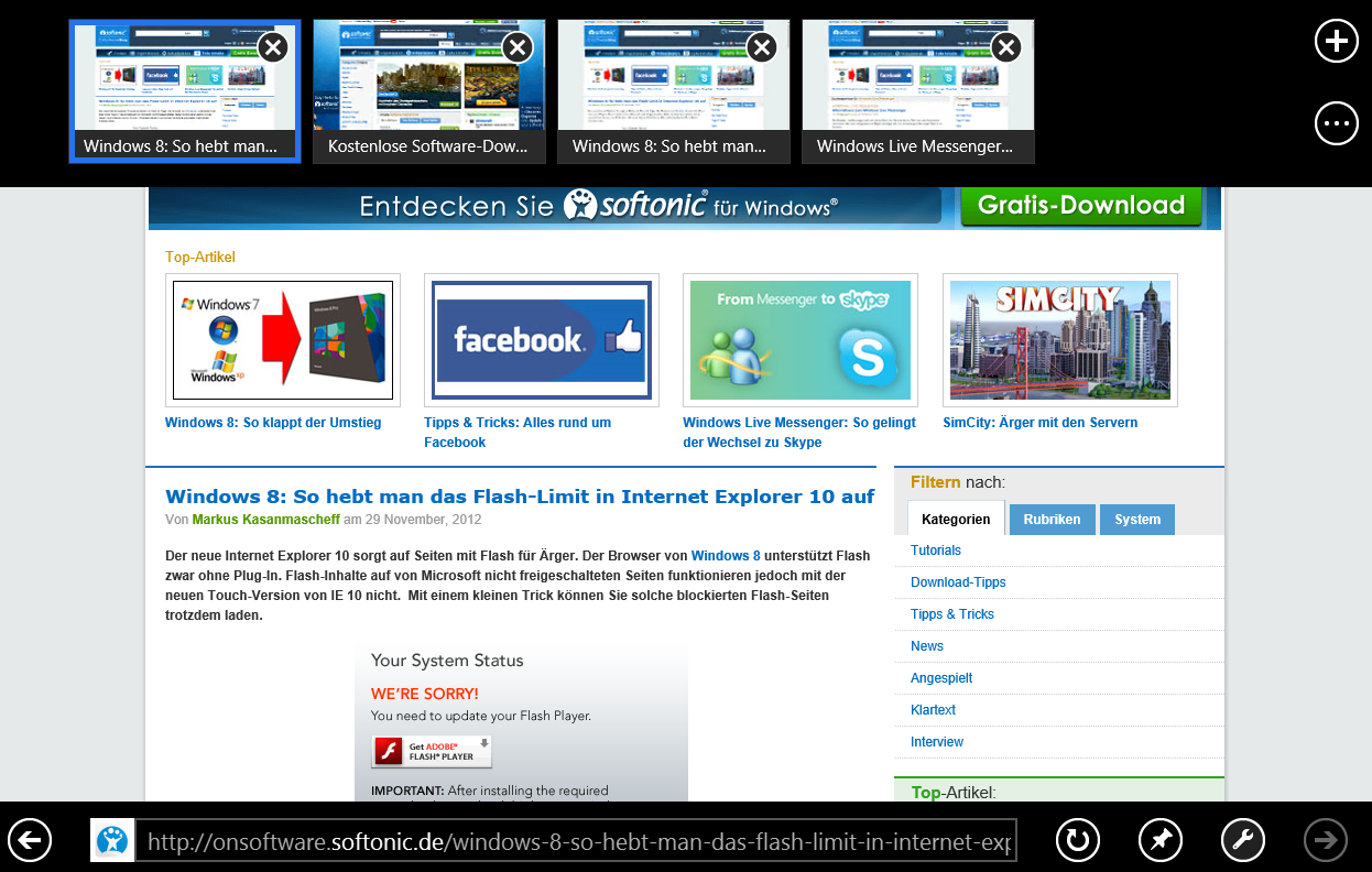 Internet Explorer 10 für Windows 8 spielt künftig alle Flash-Inhalte ...