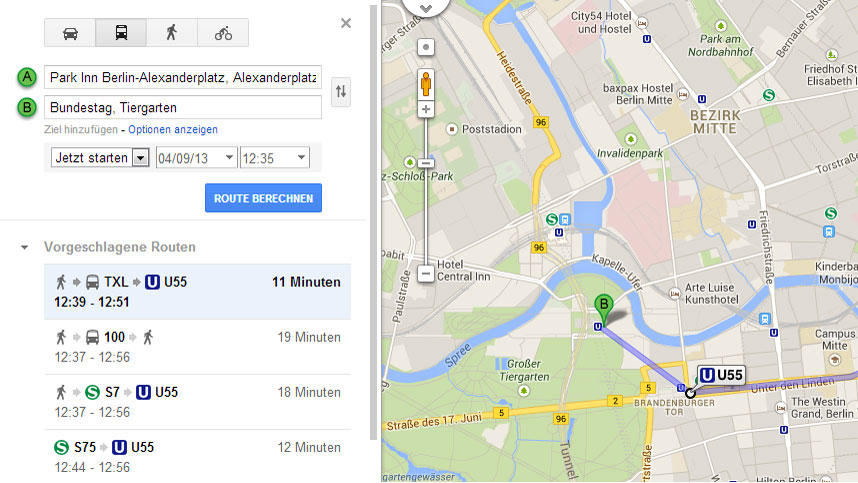 VBB-Abfahrtzeiten für Berlin und Brandenburg in Google Maps ...