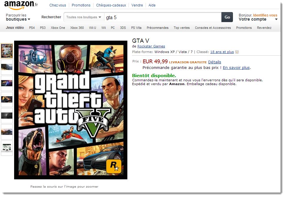 GTA V sur PC : déjà présent sur Amazon en pré-commande! - Softonic